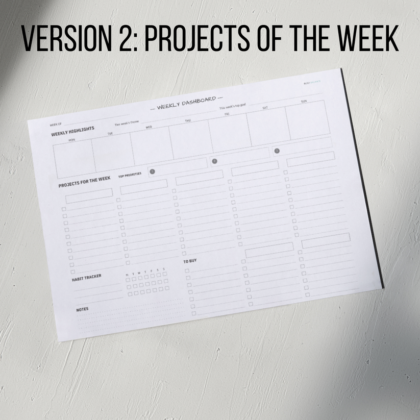 Weekly Dashboard Planner PDF (Digital Download) – Busy Balance